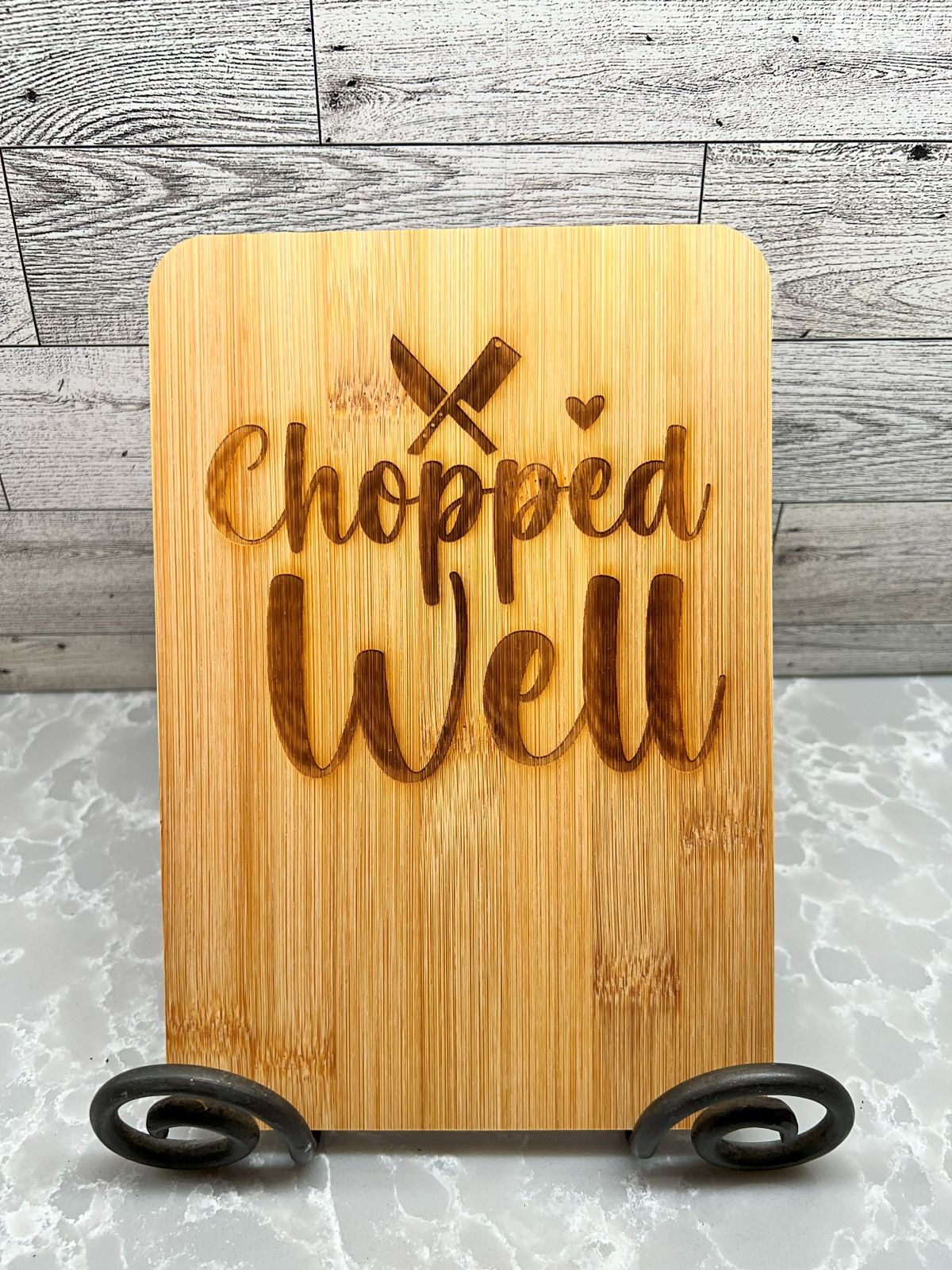 Small Etched Cutting Board "Chopped Well" – Sunshine Graphics